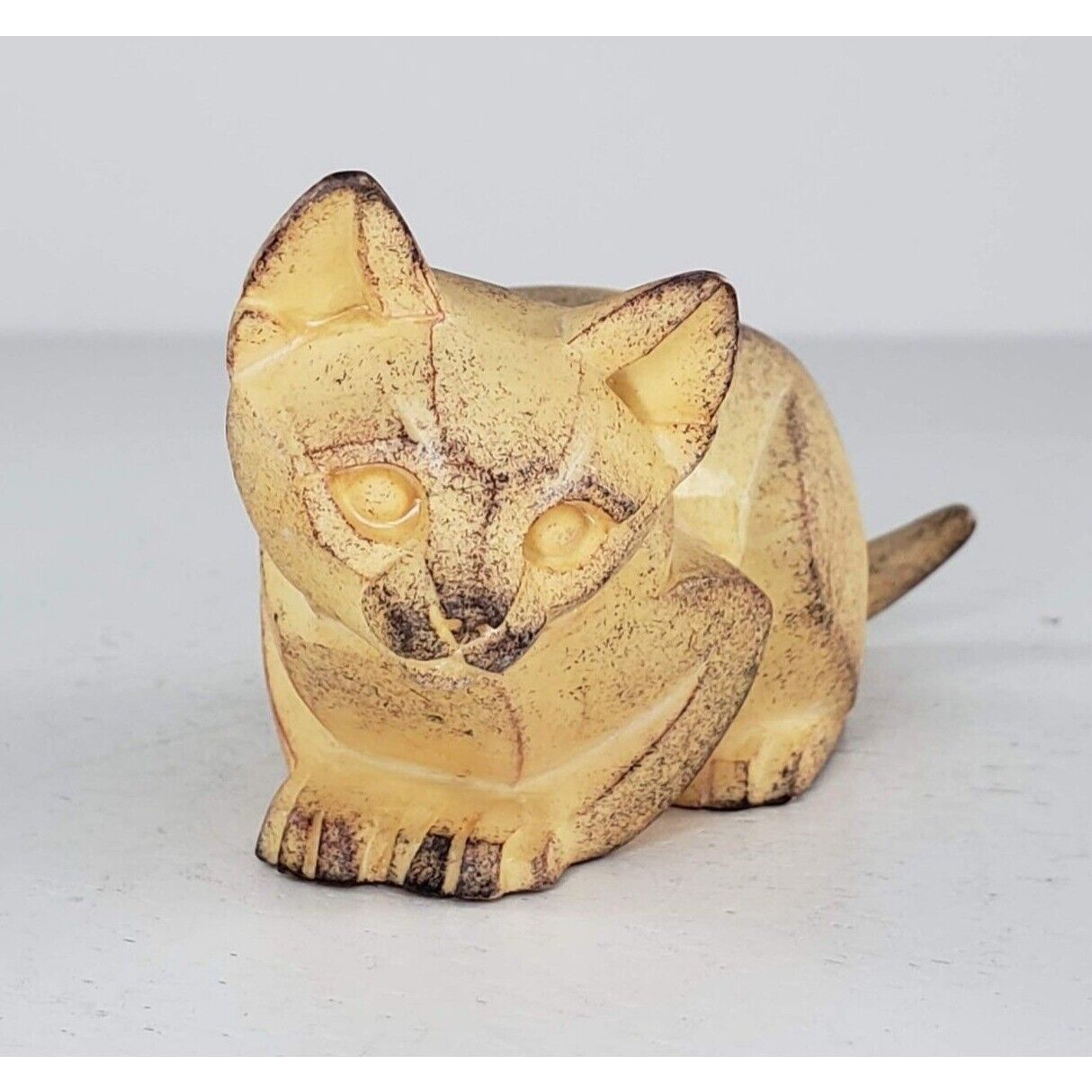 Border Fine Arts Cubist Cat Kitten Lying Down Figurine HTF RARE - Figurines