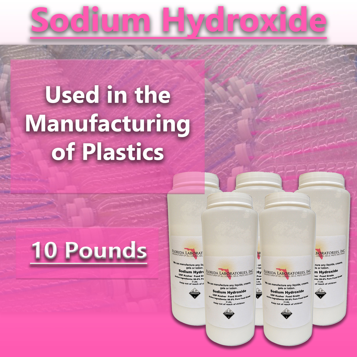 Sodium Hydroxide, 10 Lbs (Pounds), Beads, 99.9% Pure Food Grade ...