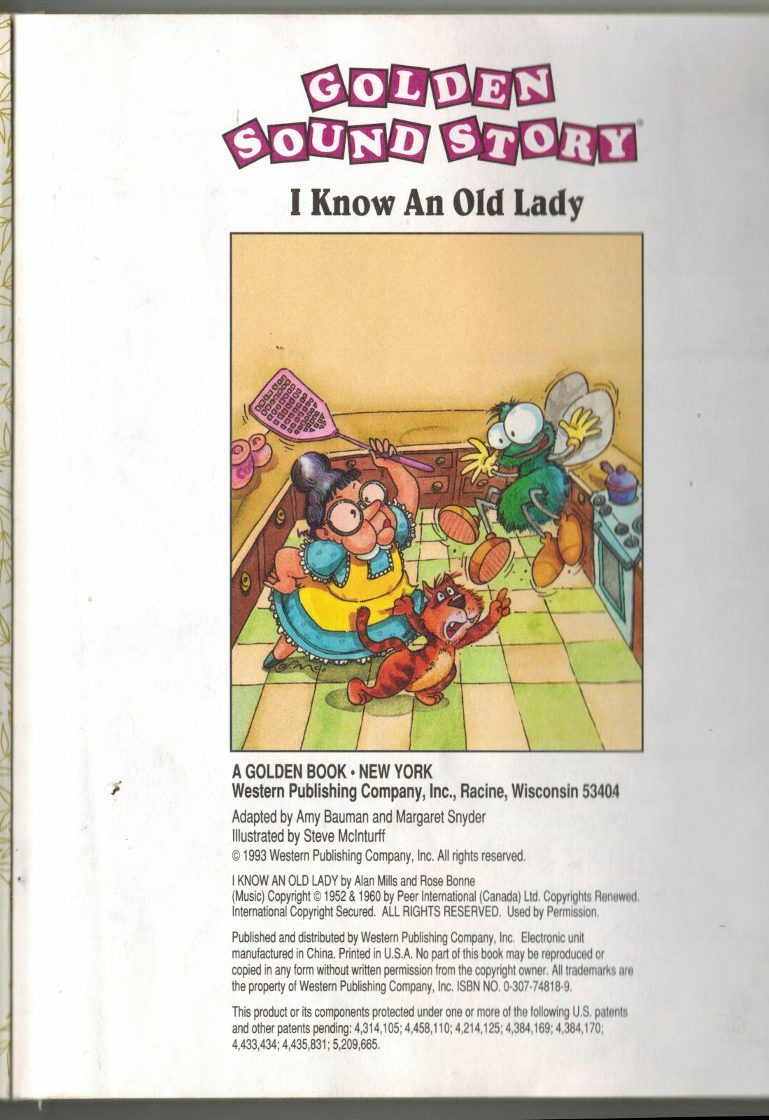 1993 I Know An Old Lady Little Golden Electronic Sound Story Book - Books
