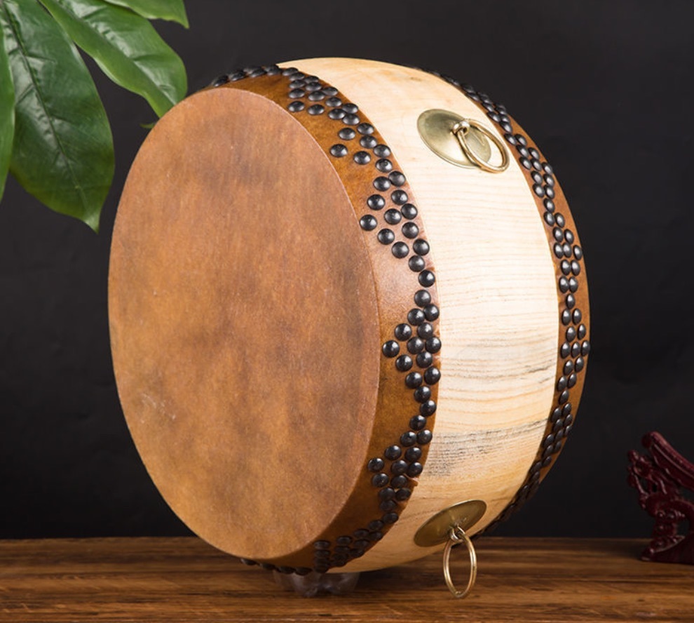 White Stubble Drum Tsubaki cowhide Chinese Drum Traditional Musical ...