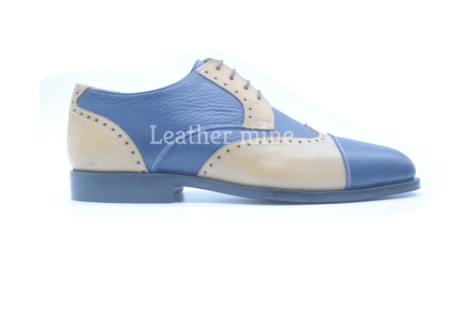 Handmade Leather two tone lace up Dress Shoes Genuine Leather Custom ...