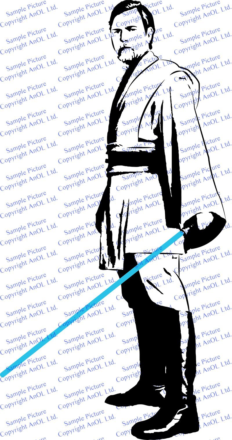 (25'' x 47'') Star Wars Vinyl Wall Decal / Obi Wan Kenobi with Blue ...