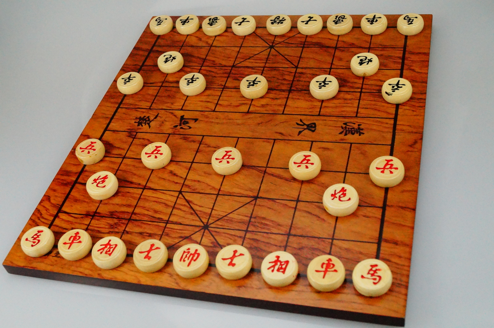 Chinese Chess, Xingqi 13.6" MDF Board, BIRCH WOOD "drum" chesspieces ...