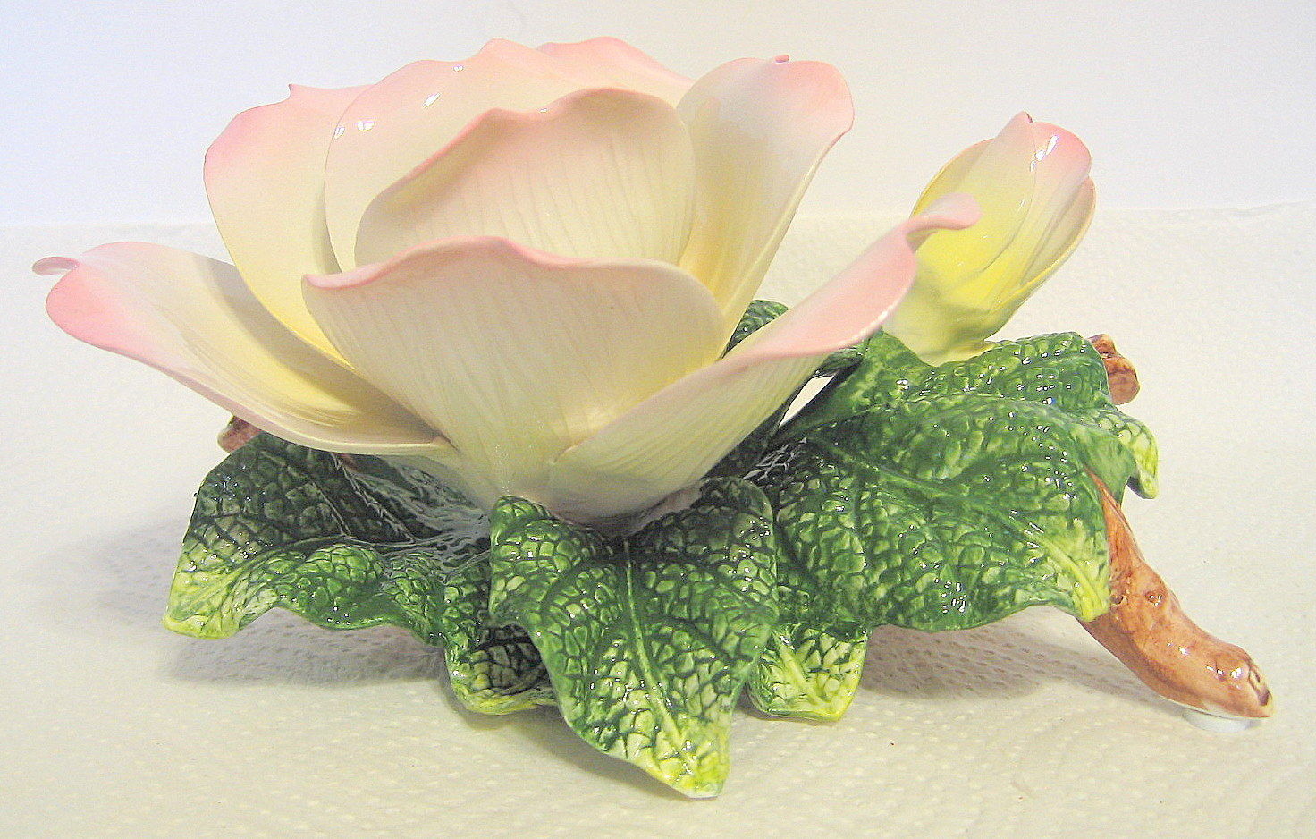 Large Ceramic Peace Rose Figurine - Art