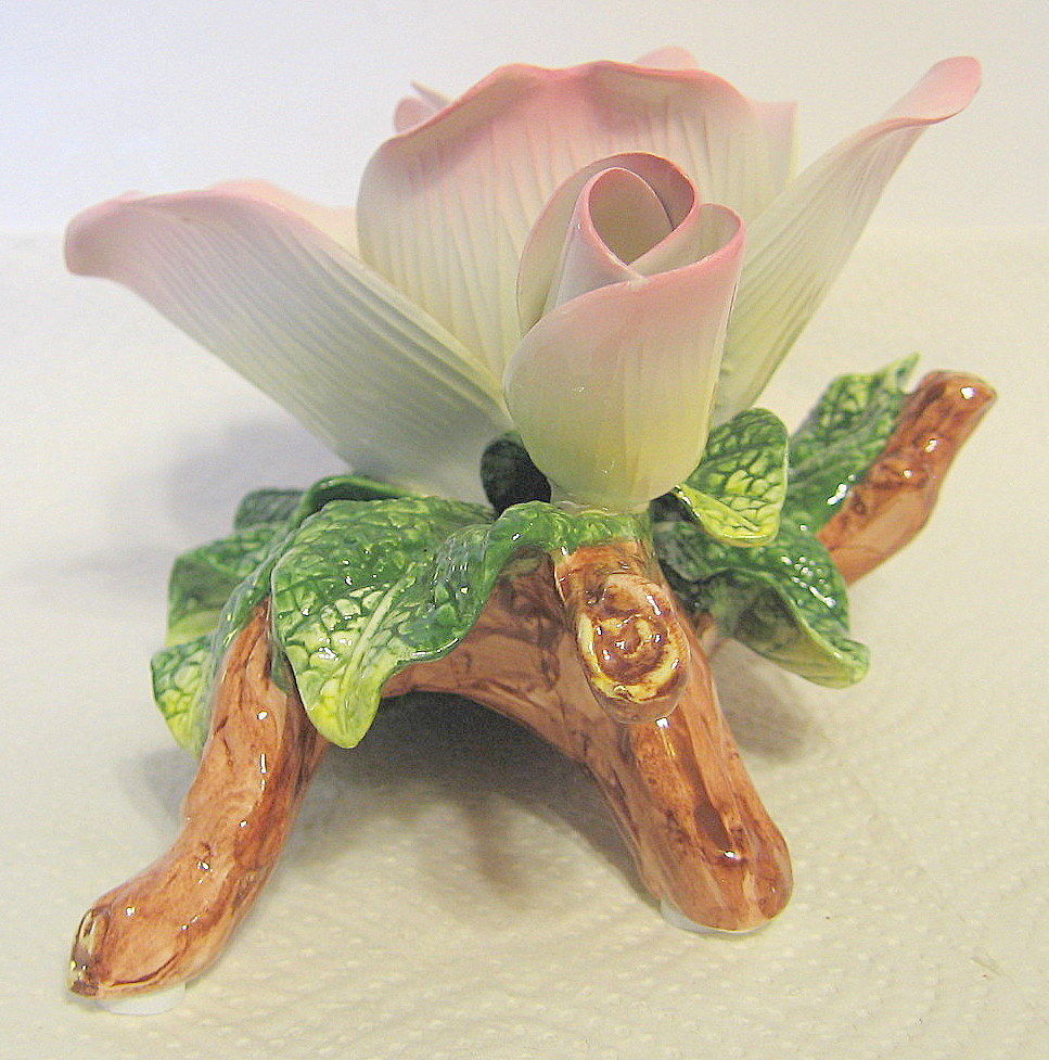 Large Ceramic Peace Rose Figurine - Art