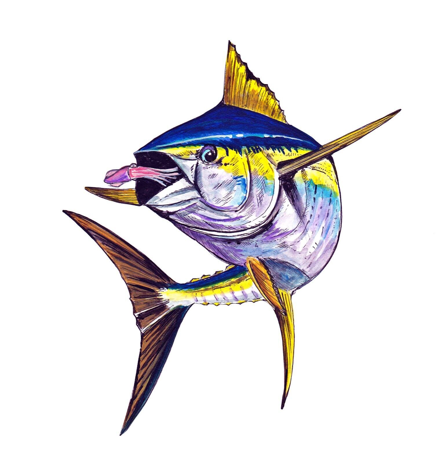 Yellowfin Tuna Fish Vinyl Decal Sticker Truck Boat Car Cooler Cup ...