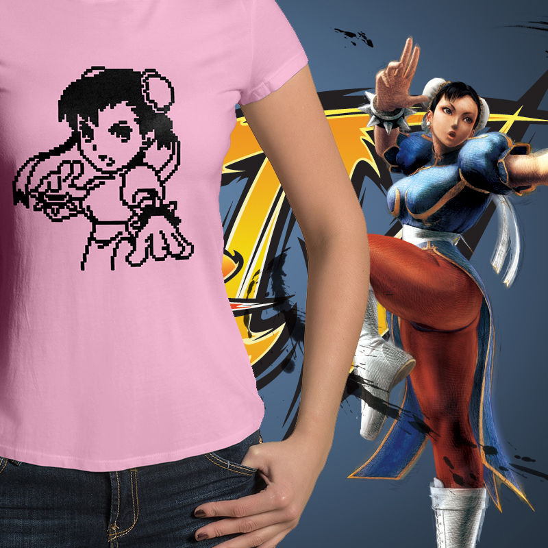 Capcom Street Fighter 16 Bit Pixel Chun Li Womens Top Tee Crew Neck T ...