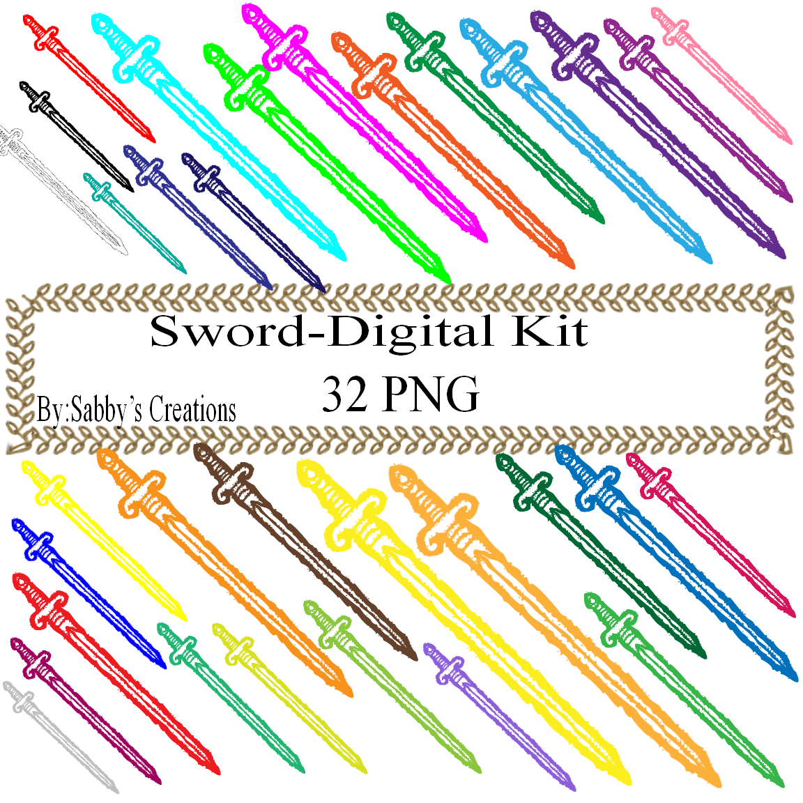Sword Digital Kit-Art Clip-Gift Tag-Jewelry-T shirt-Notebook ...