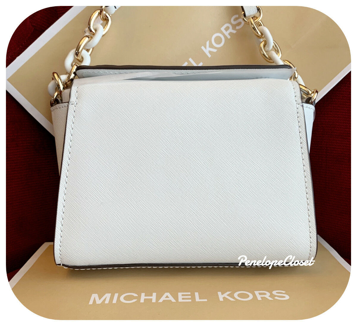 Michael Kors White Purse With Flowers | semashow.com