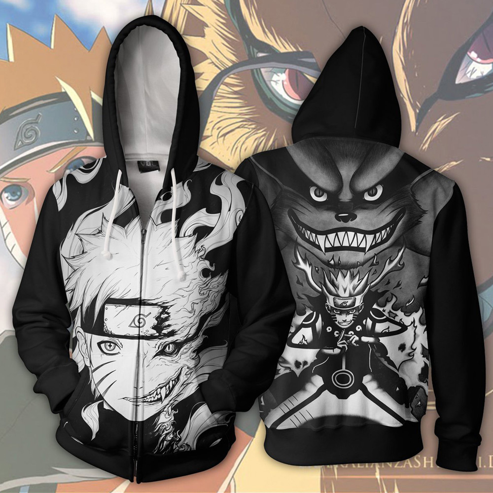 Naruto Shippuden Nine Tails Kyubi Zipper Hoodie Sweatshirt Hoodies And Sweatshirts