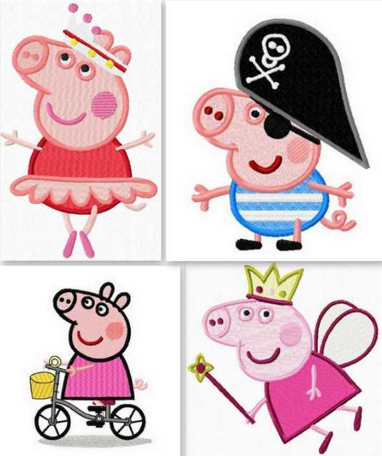 4 Peppa Pig Digitized Machine Embroidery Designs Pack Digital DOWNLOAD ...