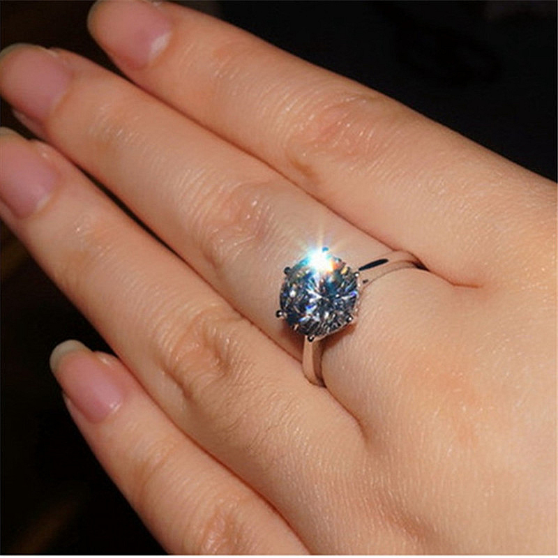 Brilliant 4 Carat Diamond Engagement Ring, Sterling Silver With ...
