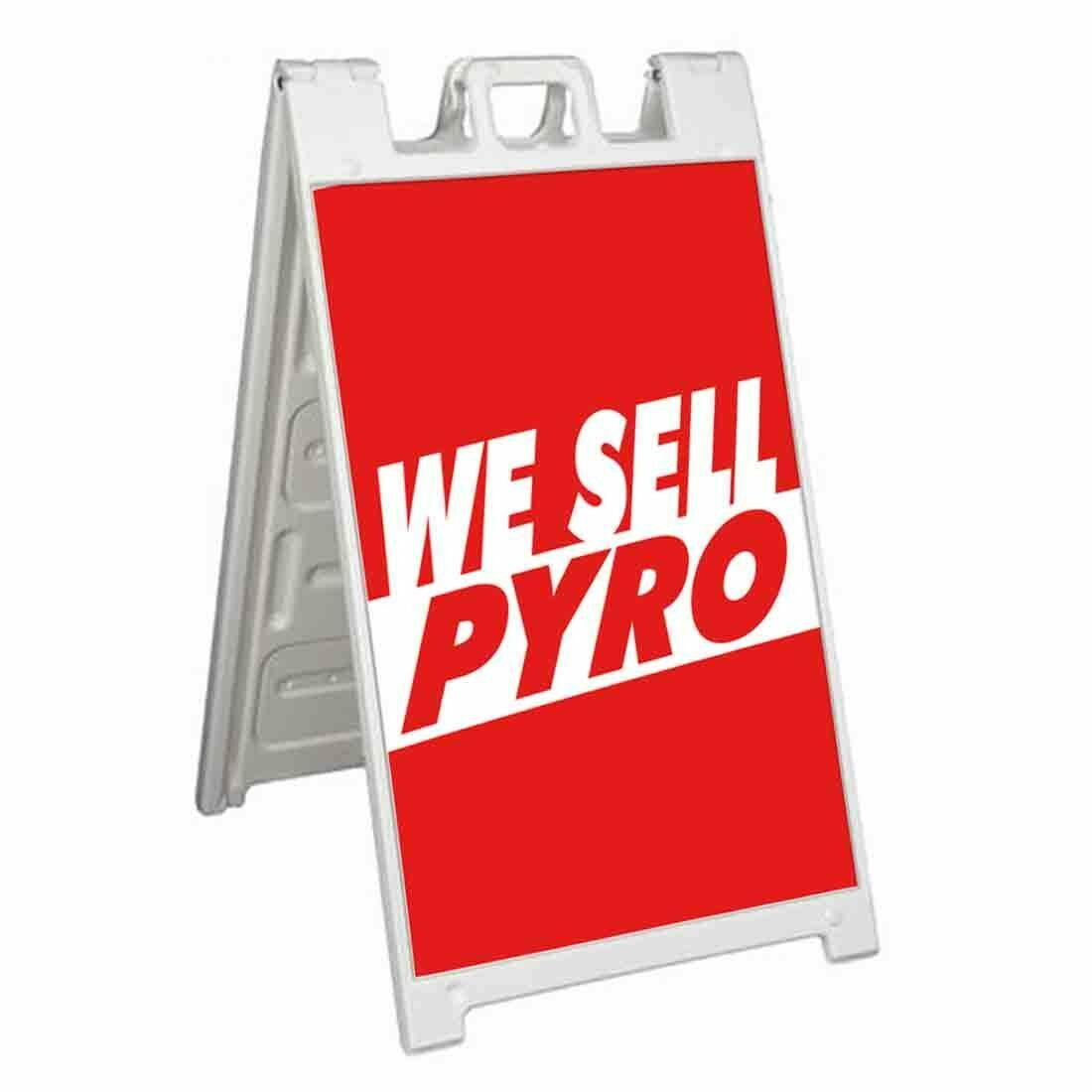 WE SELL PYRO Signicade 24x36 Aframe Sidewalk Sign Banner Decal FIRE GAS ...