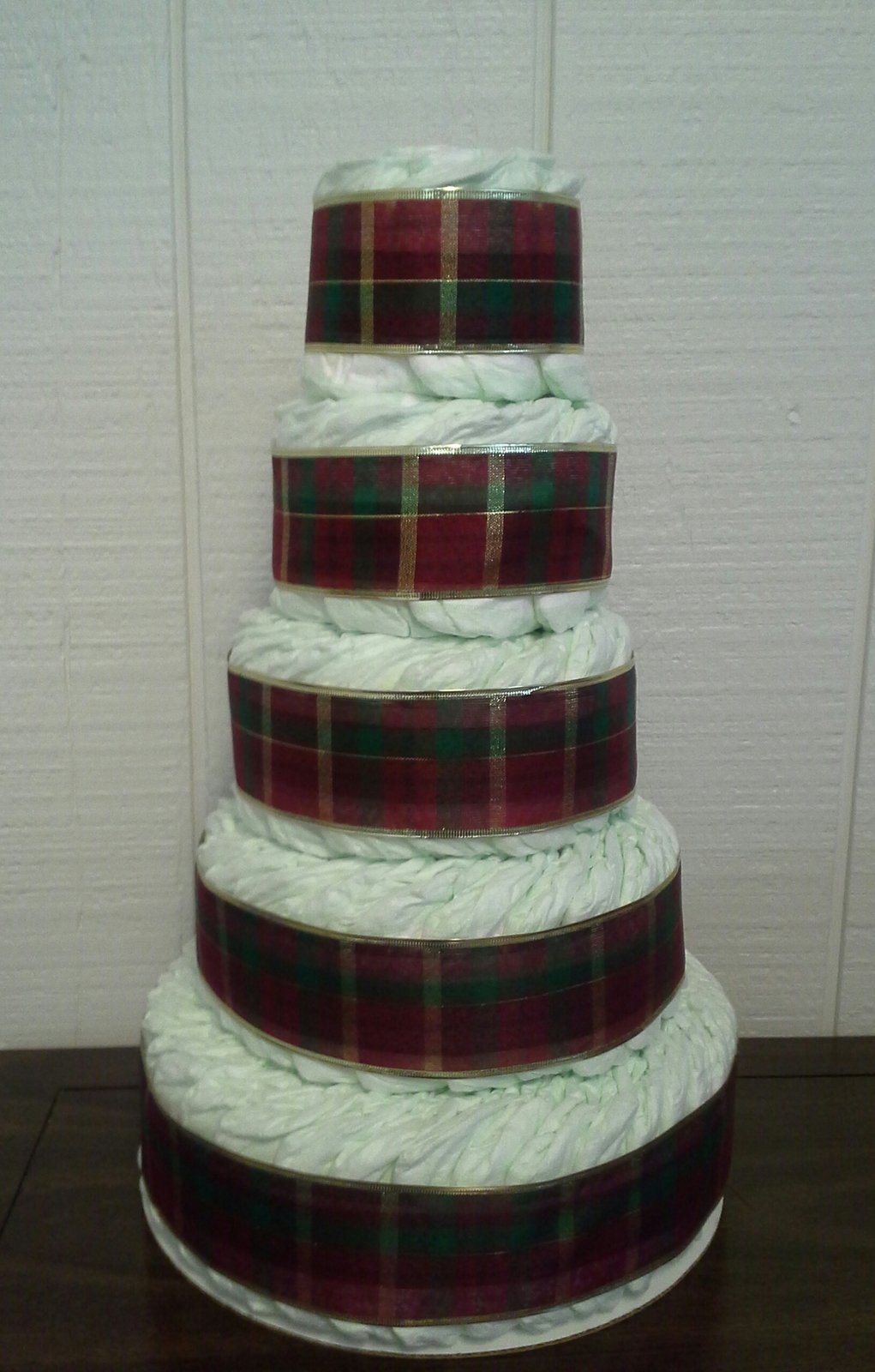 Christmas Themed Baby Shower Decor 5 Tier Red Green and Gold Diaper ...