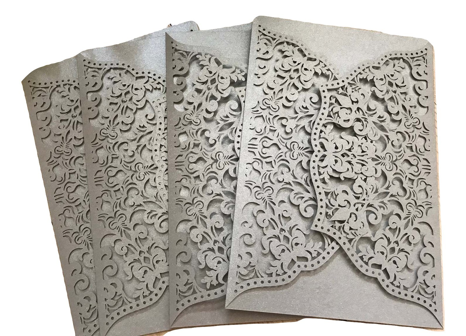 50pcs Silver Laser cut wedding Invitations,Invite,invitation cards for ...