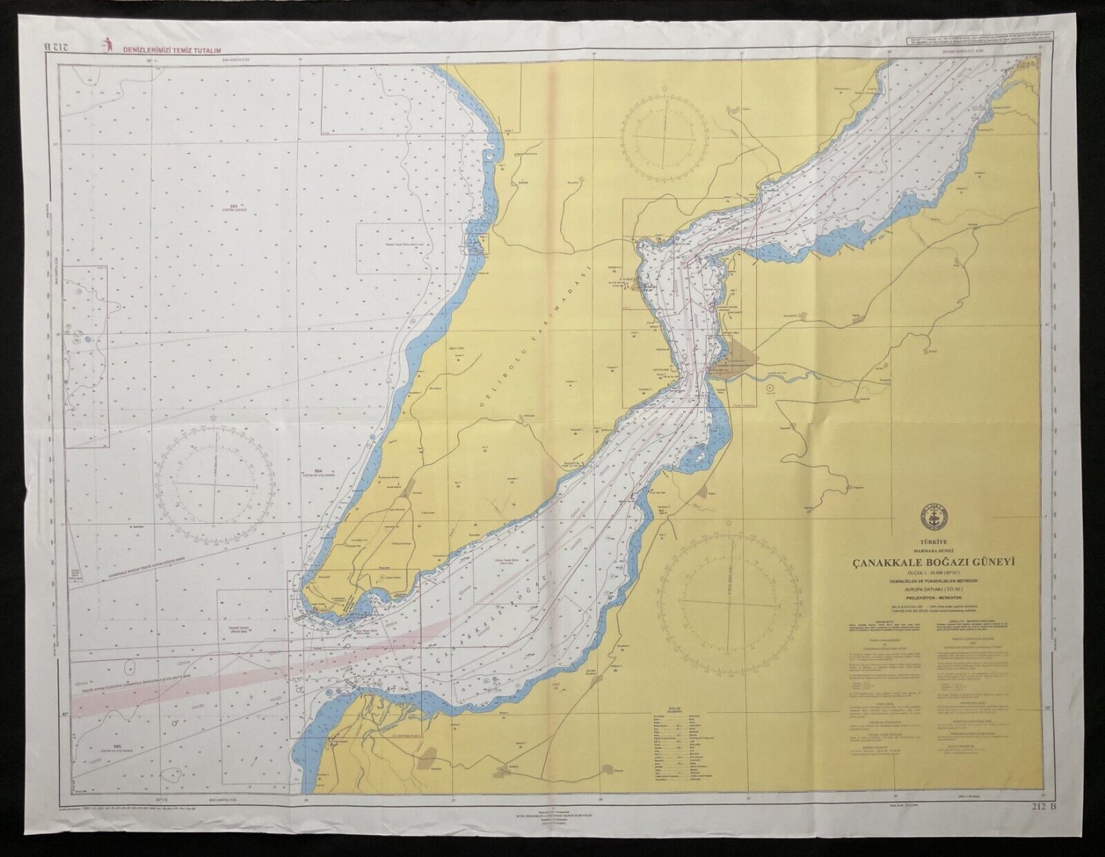 Large Nautical Chart Dardanelles Strait Marmara Sea Turkish Naval ...