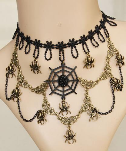 New Popular Punk Classical Lace Big Spider Web Pendant Bib Collar ...
