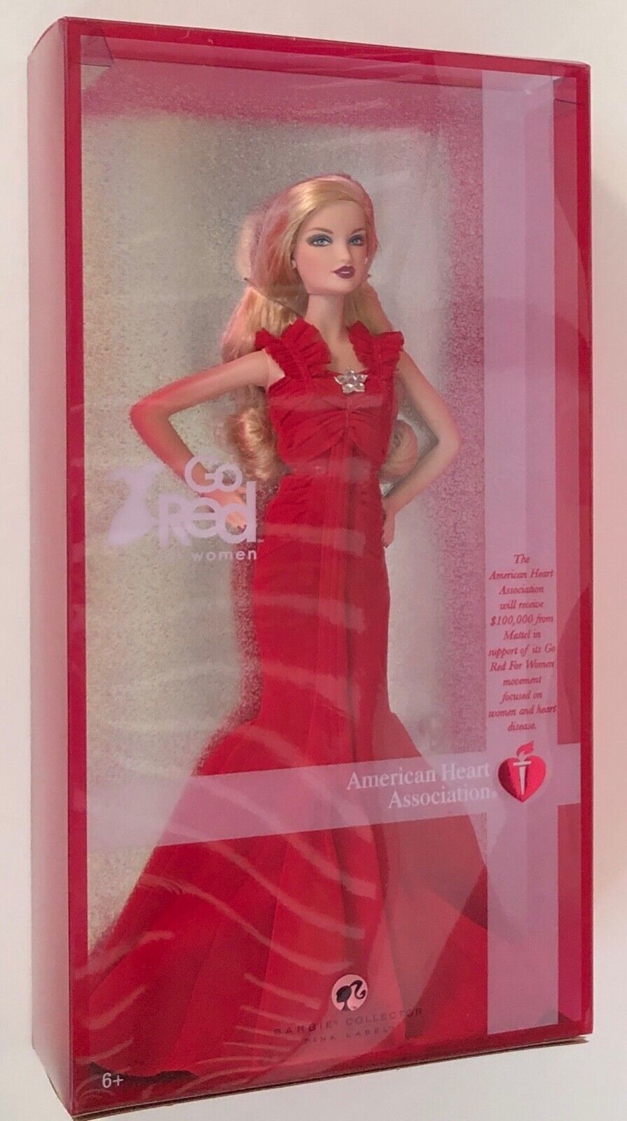 NEW 2007 Mattel Pink Label Barbie Go Red for Women- show original title ...