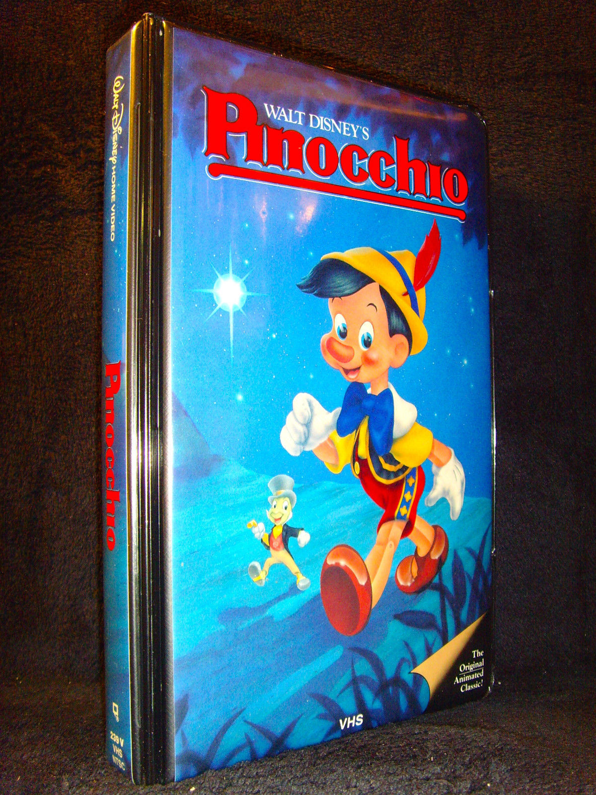 Disney's Pinocchio (VHS, 1985) Rare Padded Black Clamshell Case Edition ...
