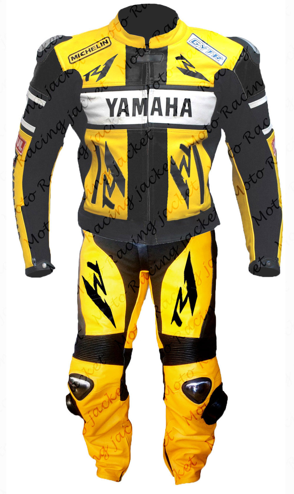 YZF Yamaha R1 R6 Yellow Motorbike 46 Rossi Two Piece Leather Suit ...
