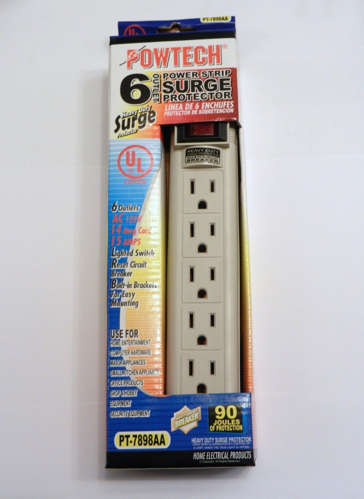 2 Pack 6 Outlets Power Strip Surge Protector with Safety Circuit ...