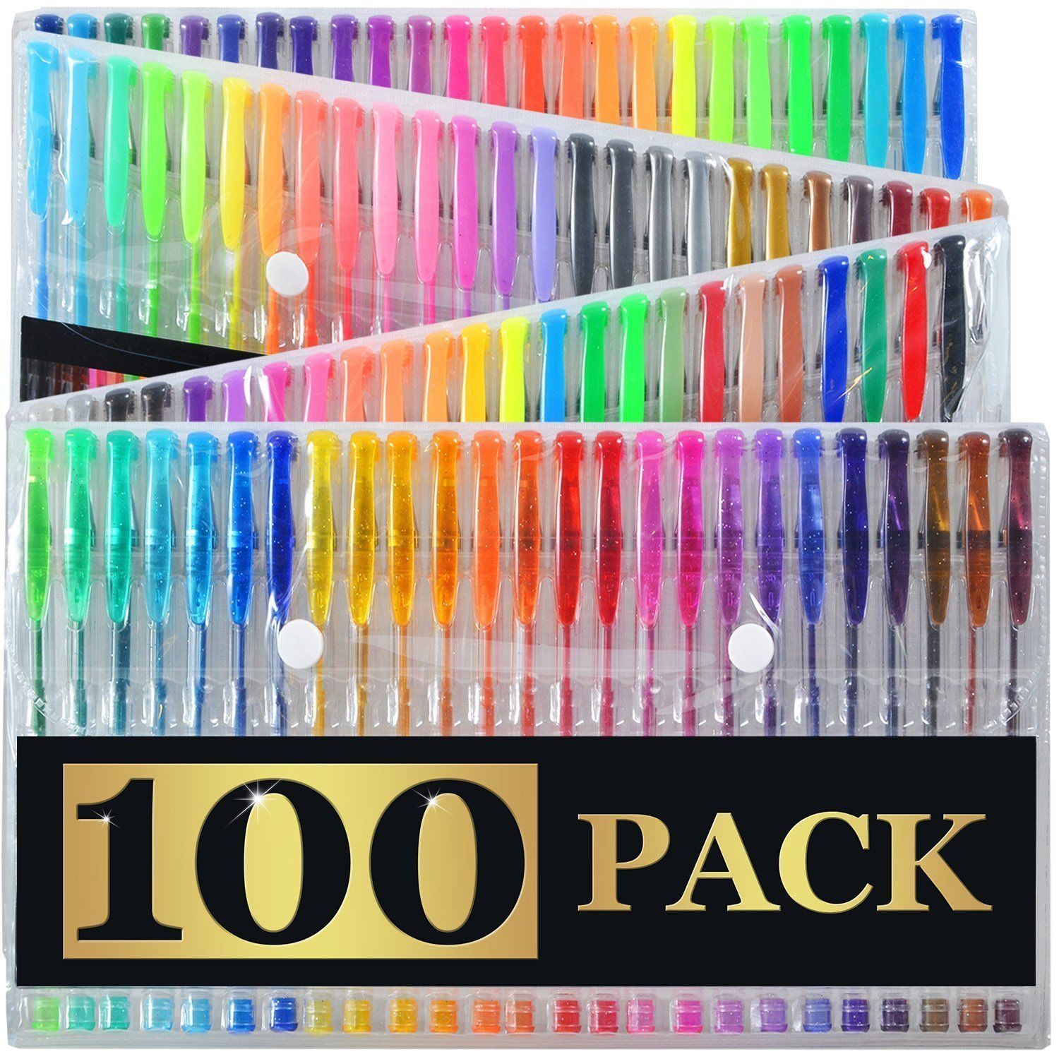 Color Gel Pen Pack 100 Set Lot Extra Case Individual Unique Colored Art ...