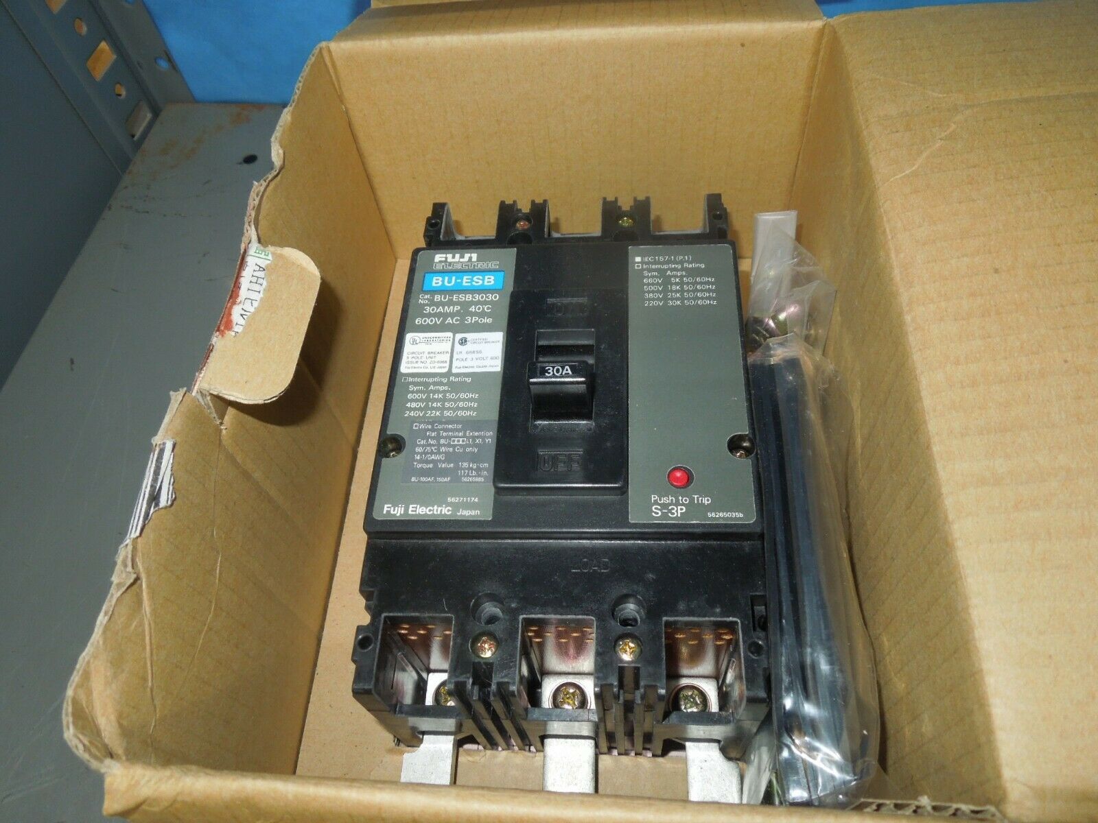 Fuji Electric BU-ESB3030 30A 3p 600VAC Circuit Breaker New Surplus ...