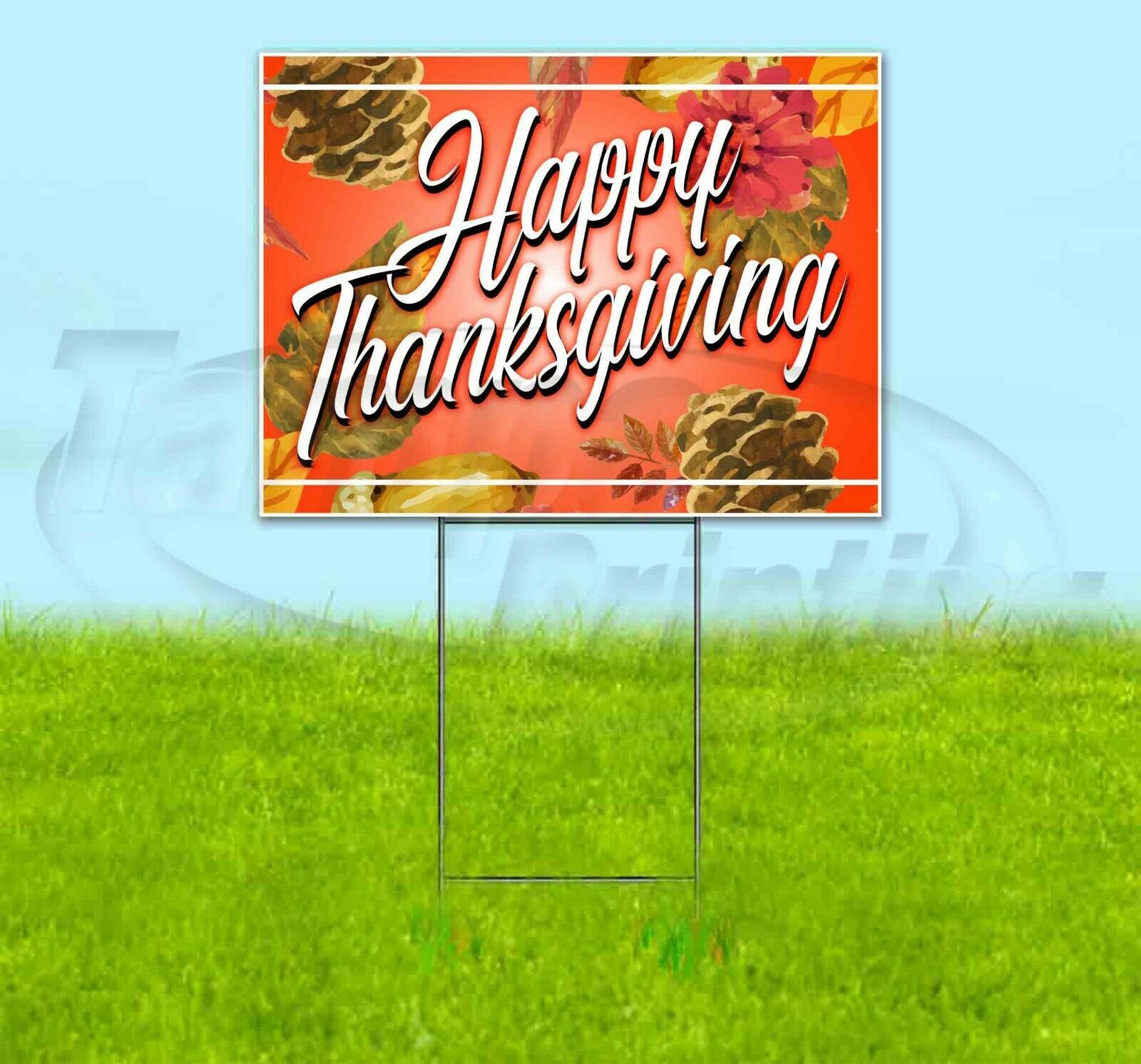 HAPPY THANKSGIVING Yard Sign Corrugated Plastic Bandit Lawn Decorations ...