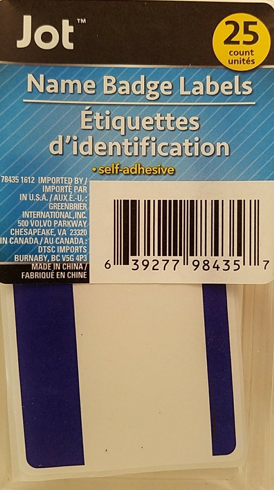 Jot NAME BADGE LABELS Badges 3.25”x2.25”, 25/Pk, Select: Trim Color ...