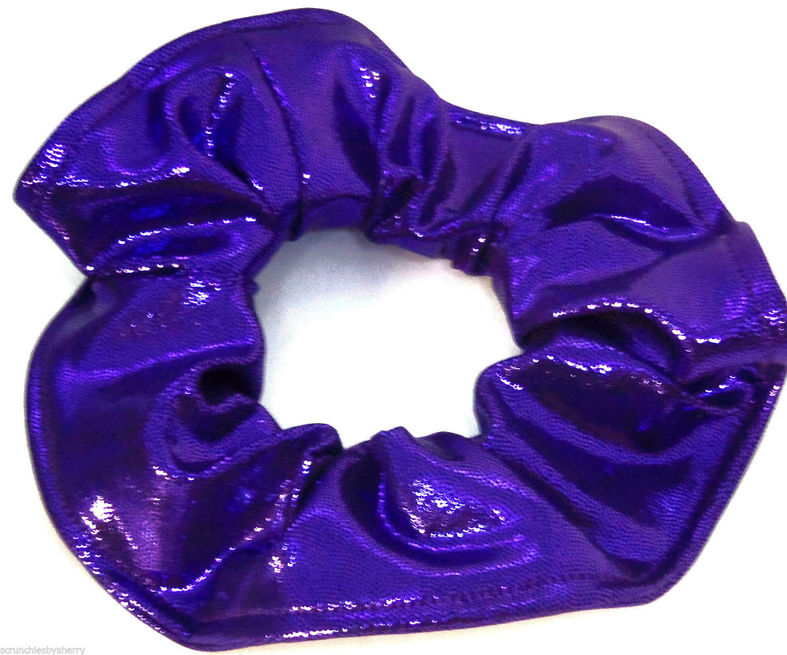 Dark Purple Metallic Spandex Hair Scrunchie Scrunchies By Sherry Dancewear Hair Accessories