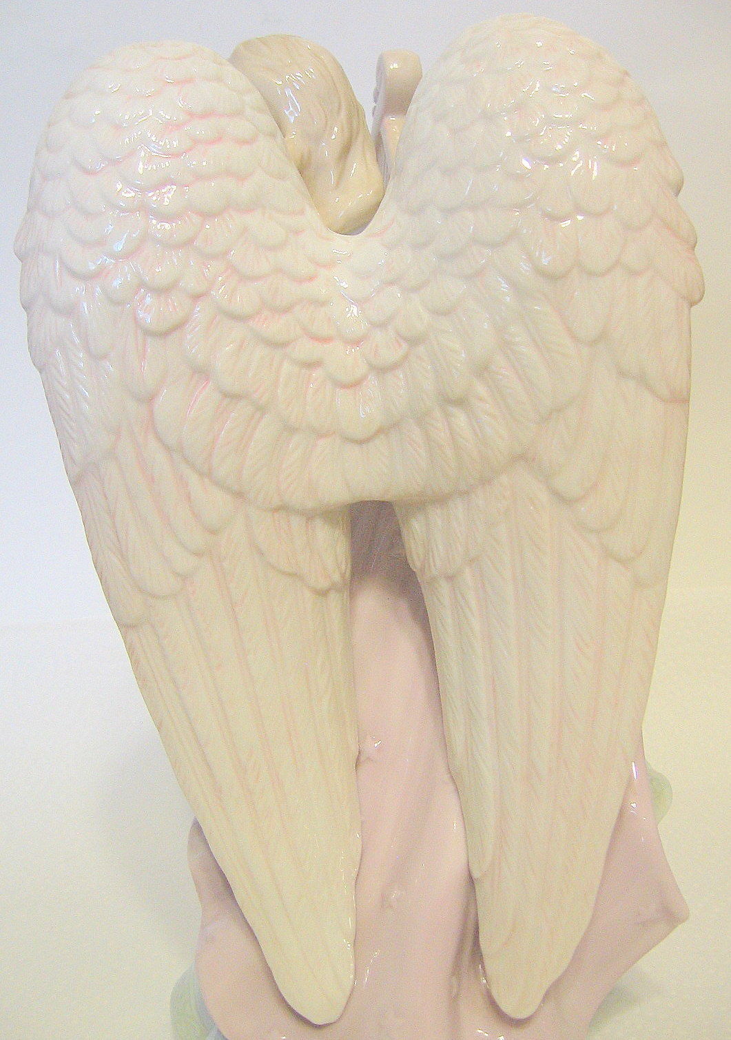 Porcelain Heavenly Angel Figurine Playing A Harp - Art