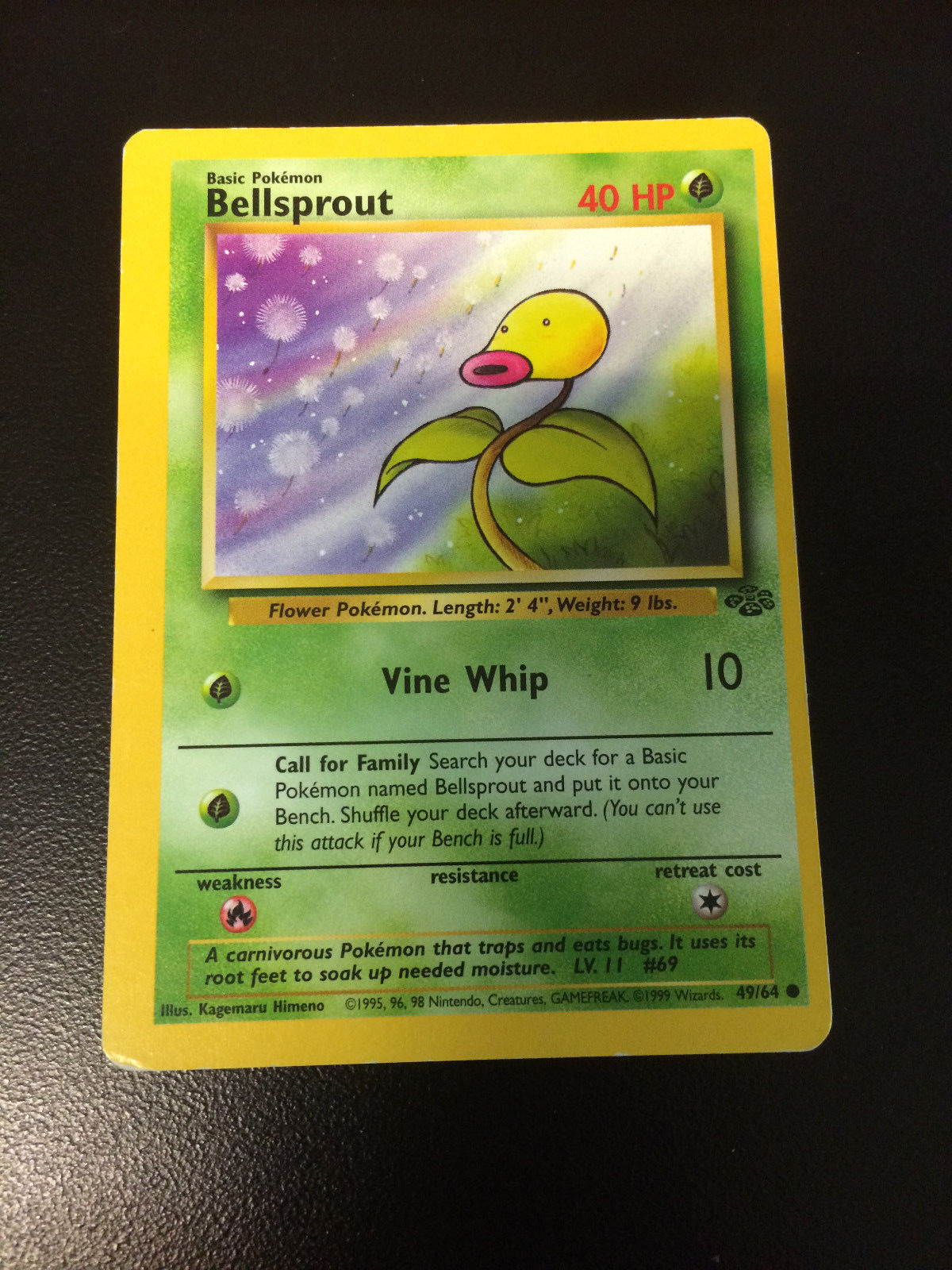 Pokemon Card Bellsprout Common 49 64 Jungle Misprint Miscut Error Free Pokemon Card Bellsprout Common 49 64 Jungle Misprint Miscut Error Free