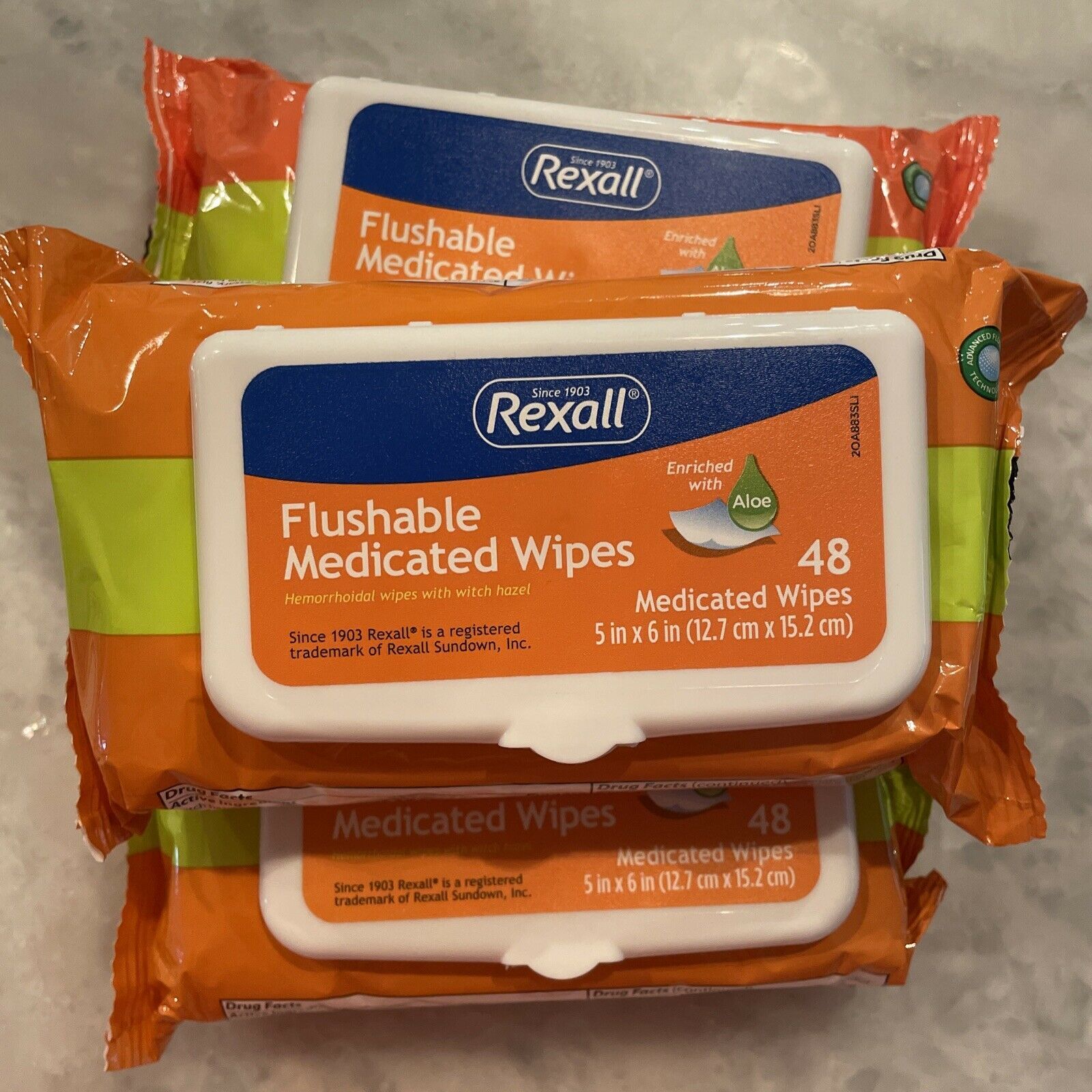 3X Flushable Rexall Hemorrhoidal Medicated Wipes 48 Count 144 Total EXP ...