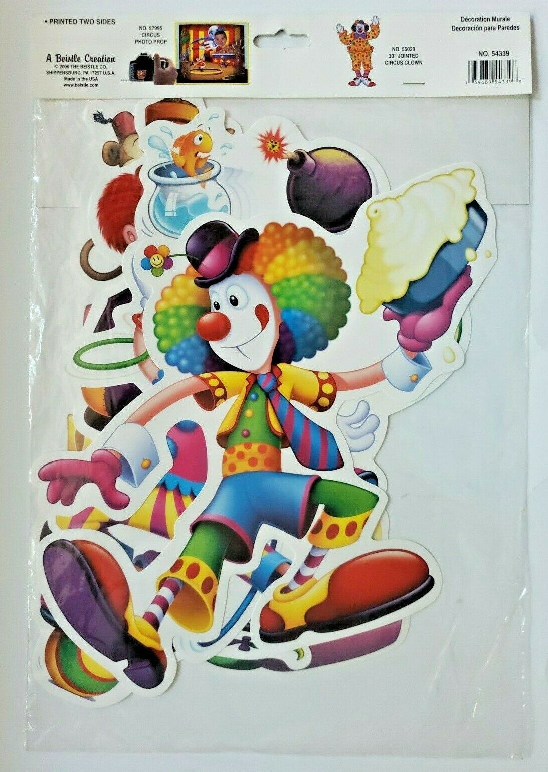 2008 Beistle Clown Cutouts 4-14" Set Of Four New In Packaging - Party ...