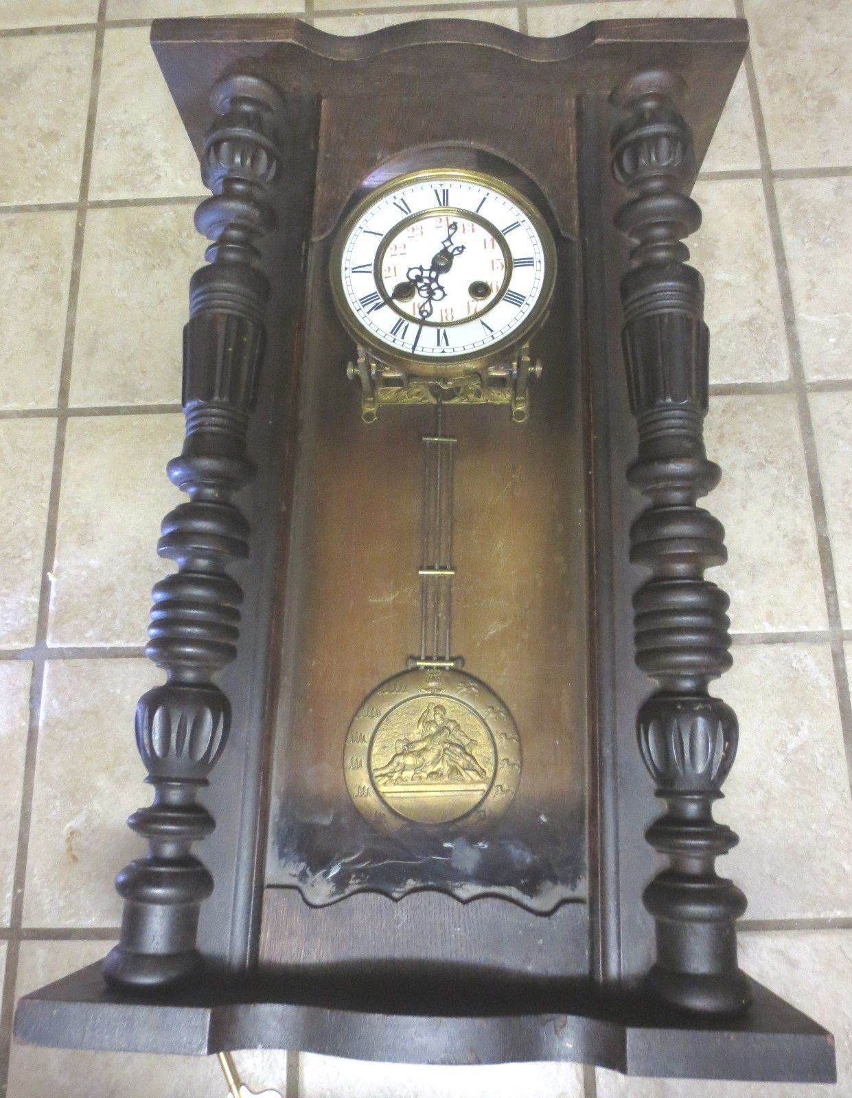 Rare Antique Mauthe 24 hour military wall mantel pendulum time & strike ...