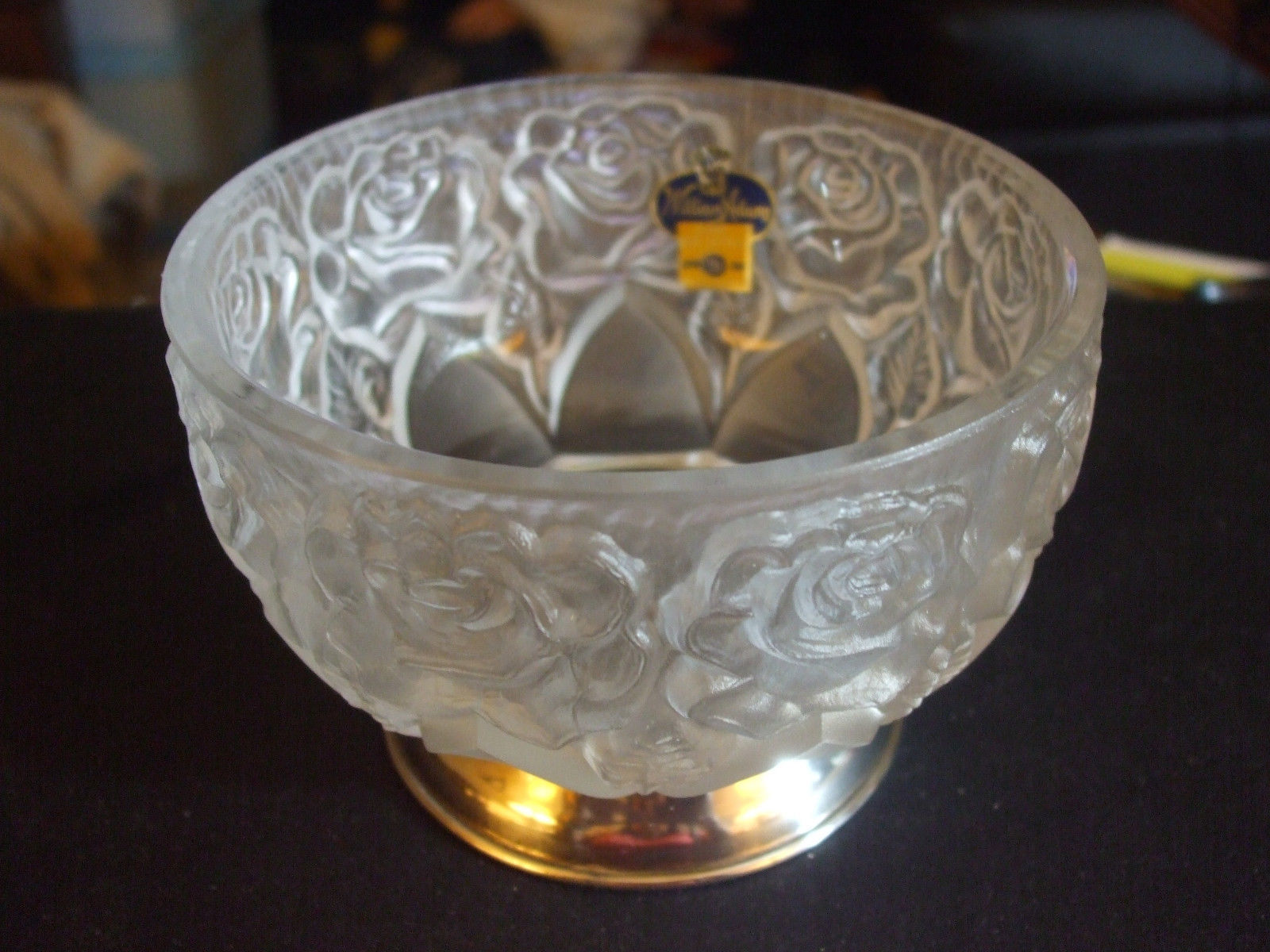 Vintage William Adams Frosted Lead Crystal Rose Pattern Bowl Silver ...