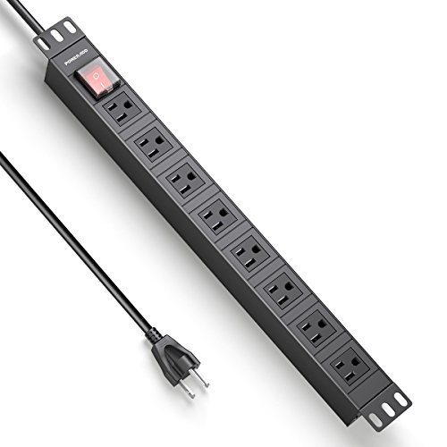 POWERADD PDU Power Strip PDU Reckmount with 8 Wide-Spaced Outlets1U ...