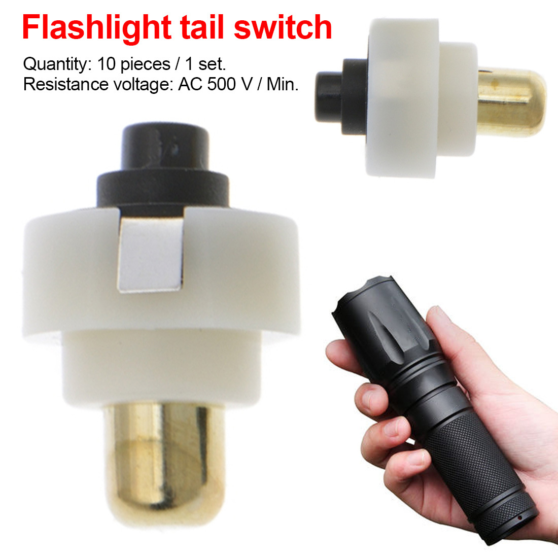 Diameter 20mm LED Flashlight Push Button Switch ON/ OFF Electric Torch ...