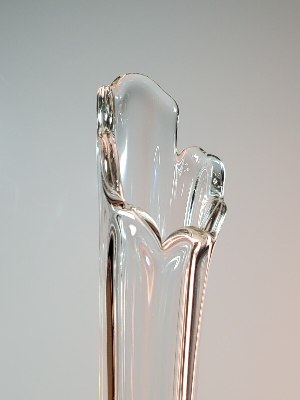 Vintage Swung Vase Clear And Frosted Ivima Glass Portugal Hand Made Mcm Vases
