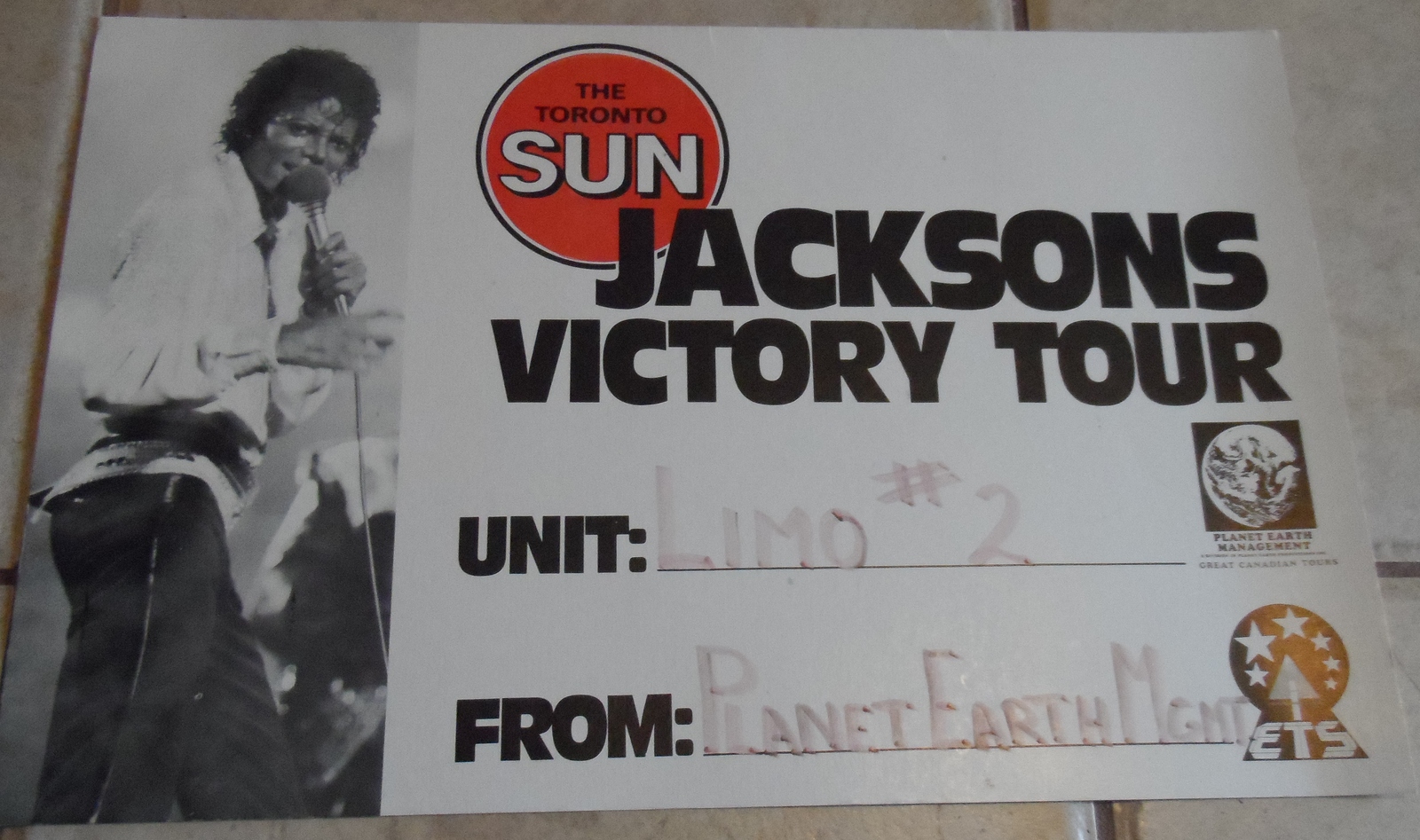 MICHAEL JACKSON JACKSONS VICTORY TOUR 4 POSTERS 1984 DAY OF LIMO ...
