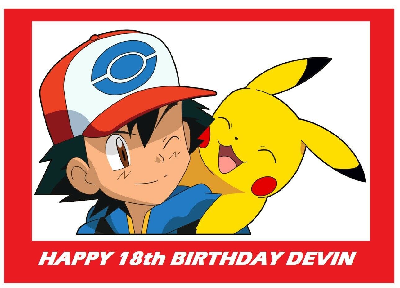 Pokemon Ash & Pikachu Edible Cake Topper Decoration - Cake Toppers