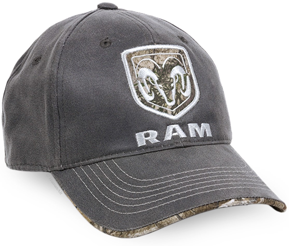 Dodge RAM Logo Charcoal Weathered Cotton Cap with Realtree Edge™ - For Men - Hats & Headwear