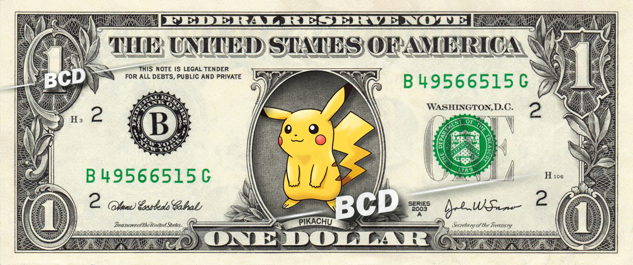 PIKACHU Pokemon Go on a REAL Dollar Bill Cash Money Collectible ...