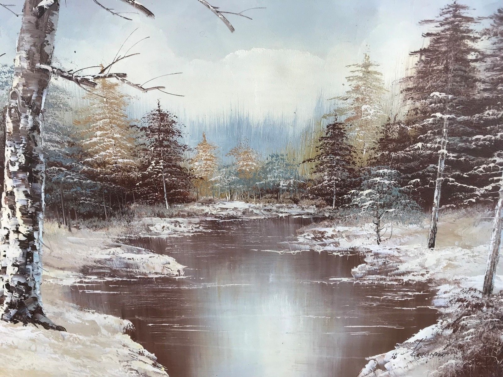 EUGENE KINGMAN Original HUGE 46"x34" LANDSCAPE MID CENTURY MODERN OIL ...