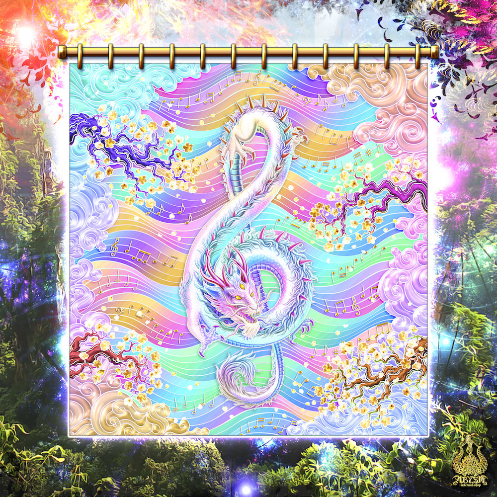 Pastel Music Dragon Shower Curtain, Treble Clef & Music Notes ...