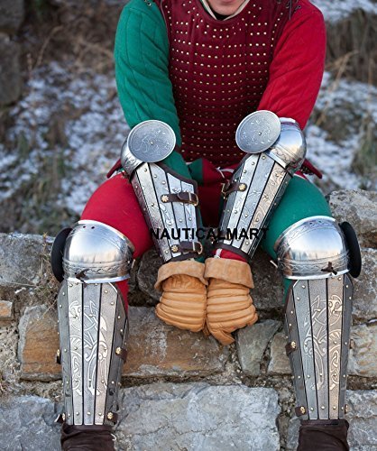 NAUTICALMART Plate Armour Medieval Splint Vambraces With Greaves - Cycling