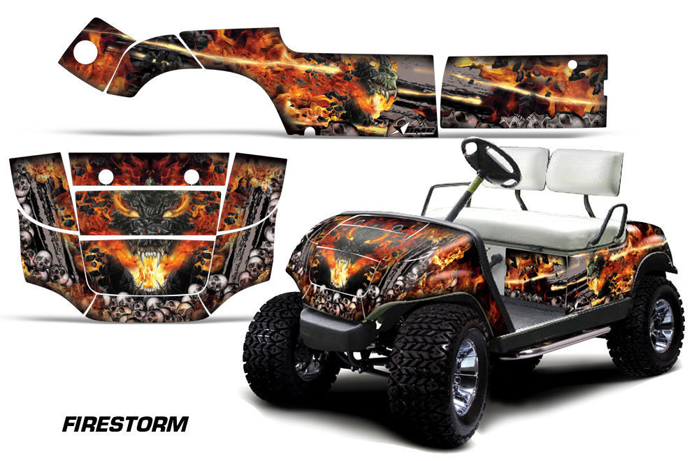 Cart Graphics Kit Decal Sticker Wrap For Yamaha Golf Car 1995 2006 Firestorm Blk Other Golf