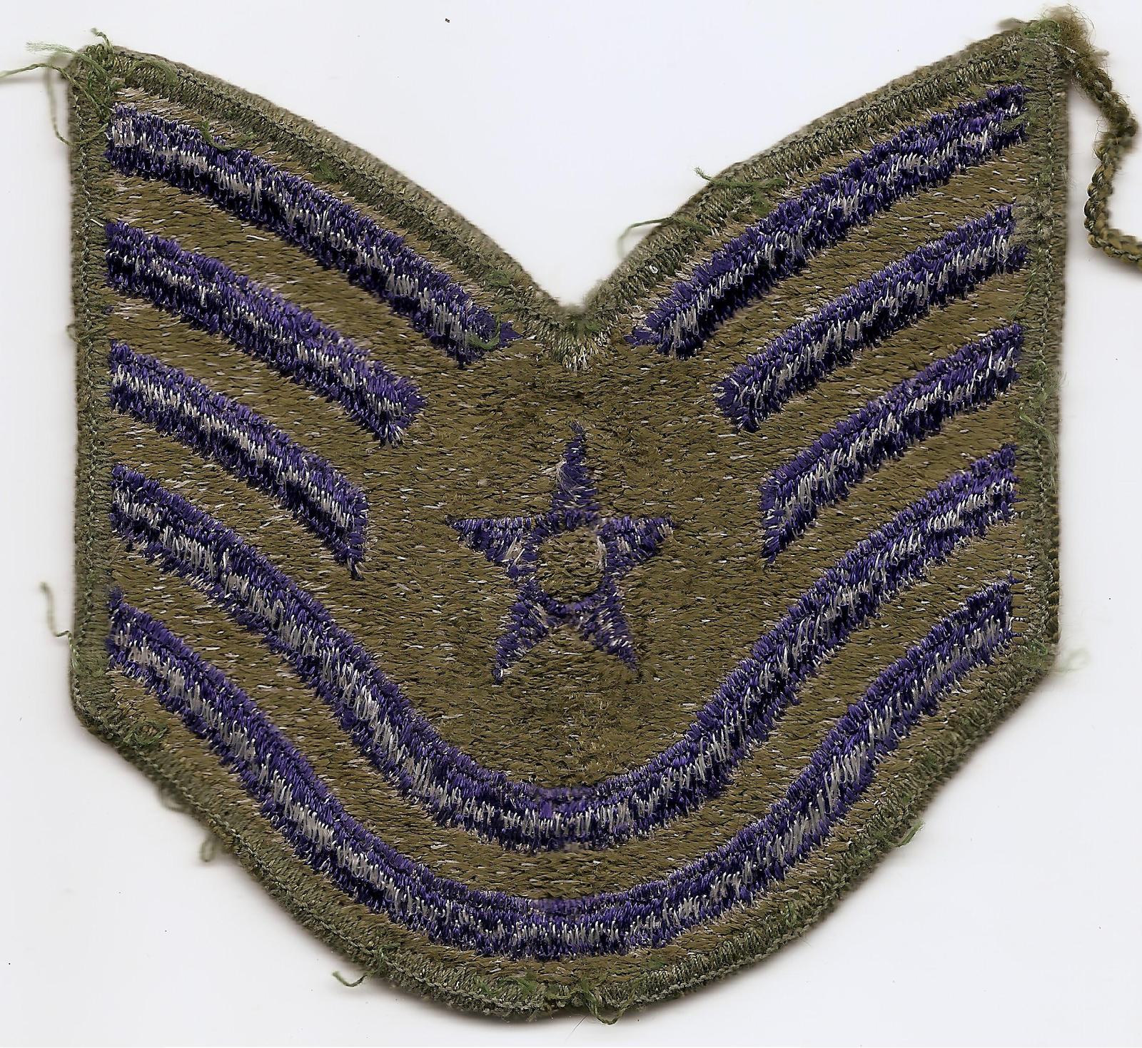 Vintage Usaf Air Force E 6 Technical Sergeant Blue Green Embroidered