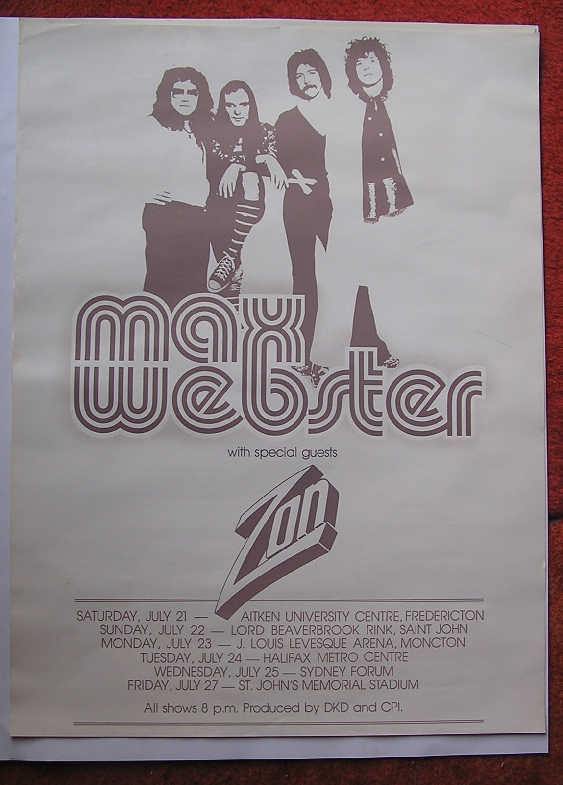 MAX WEBSTER Plus ZON Eastern CANADA Tour 1978 Rare POSTER Kim Mitchell ...