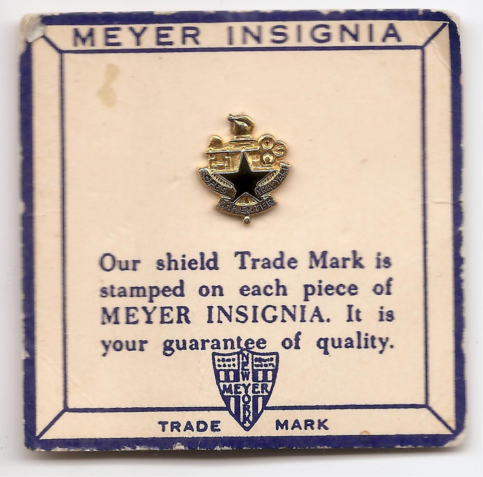 US Army WWII N.S. Meyer Carded Insignia Pin Logistics Management ...